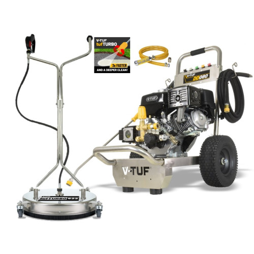 V TUF DD080 Industrial 9HP Honda Driven Petrol Pressure Washer 2900psi 200Bar 15L min 21 Stainless Steel Surface Cleaner