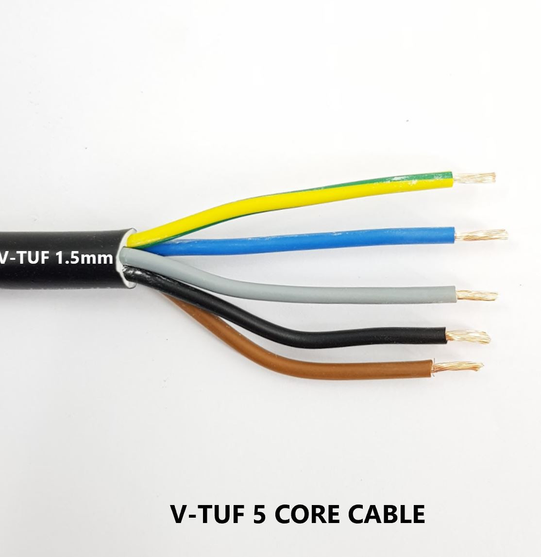 V-TUF.co.uk - CABLE 5 CORE PVC 1.5 BLACK (per metre) - I3.515-1M