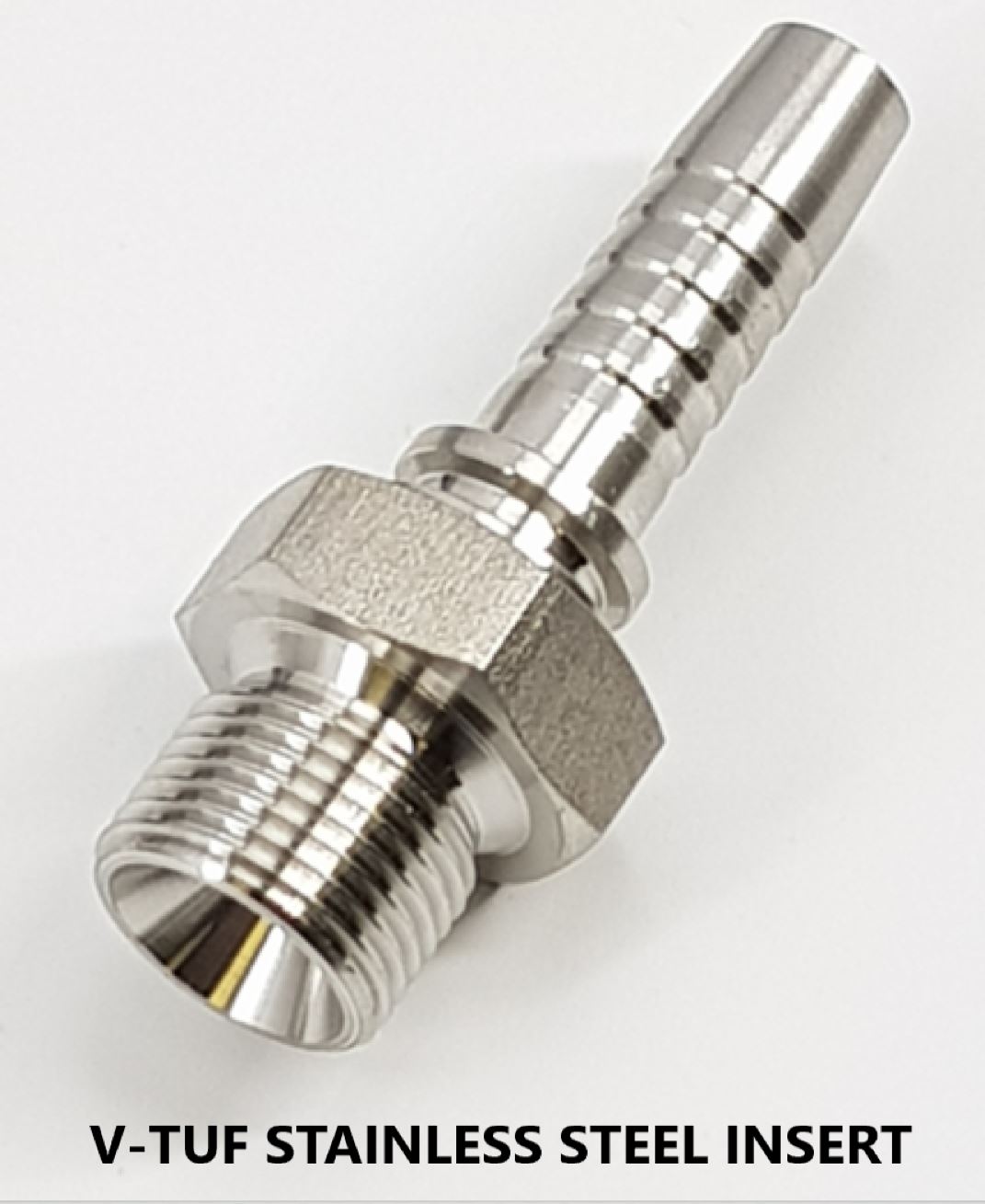 V-TUF.co.uk - END HSS - 1/2" HOSE INSERT x 1/2" BSP MALE - STAINLESS STEEL