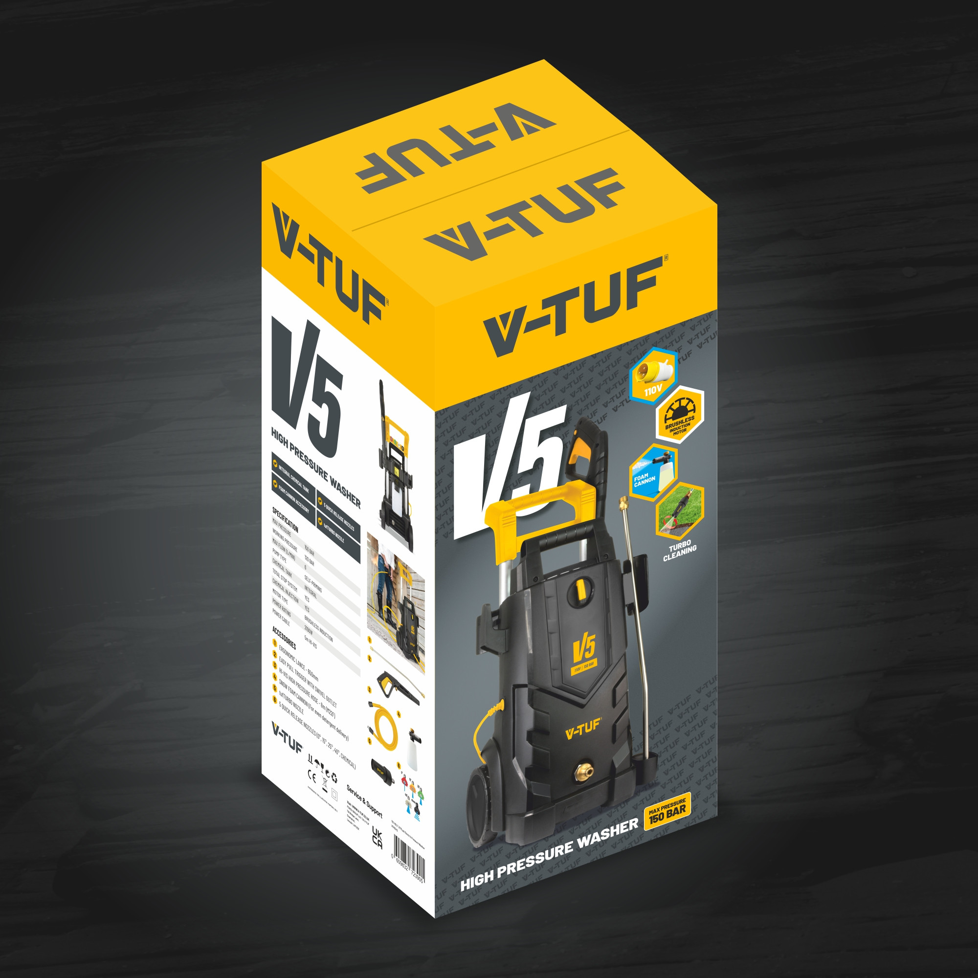 V-TUF.co.uk - V-TUF V5 110v X2 Tough DIY Site Electric Pressure Washer ...