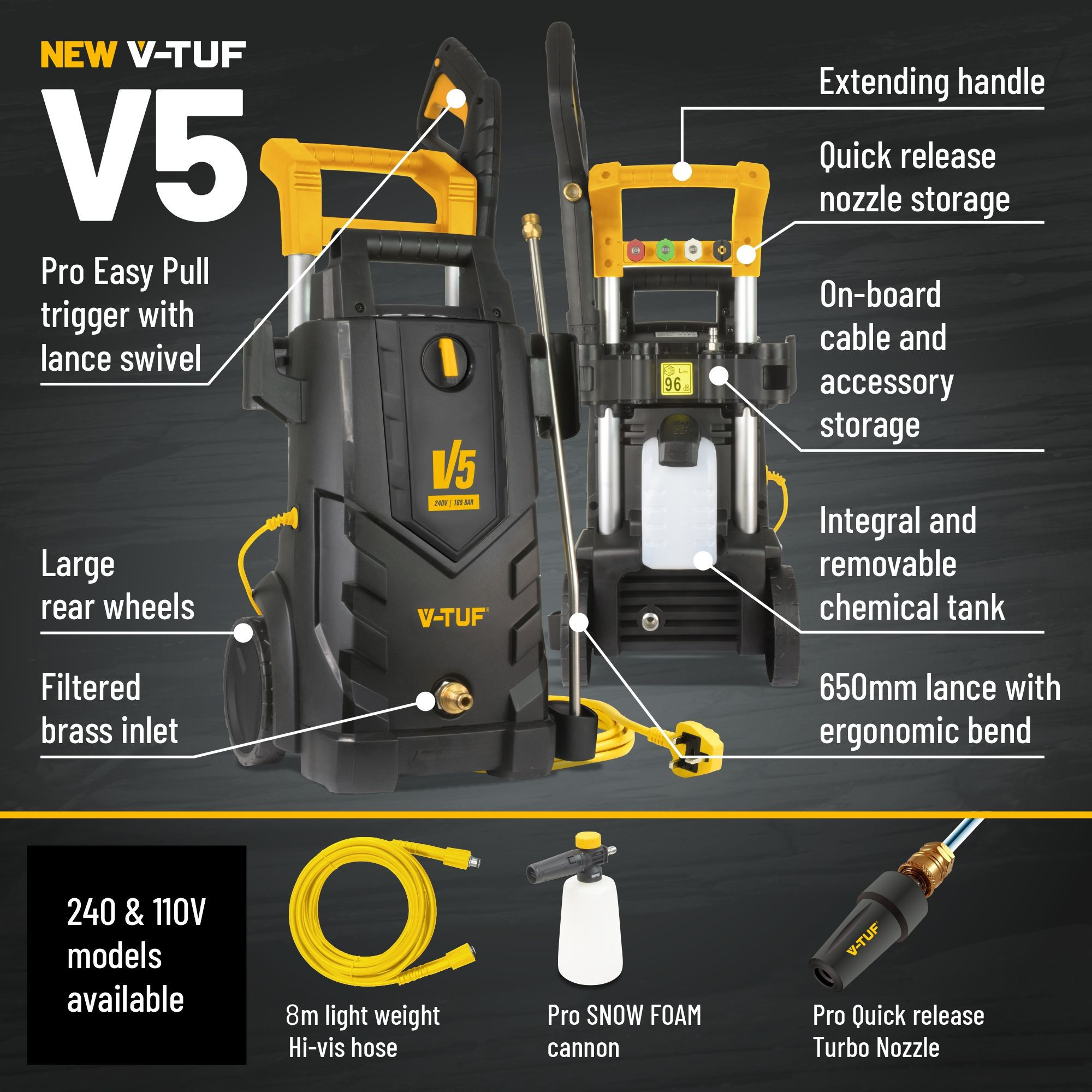 V-TUF.co.uk - V-TUF V5 110v X2 Tough DIY Site Electric Pressure Washer ...